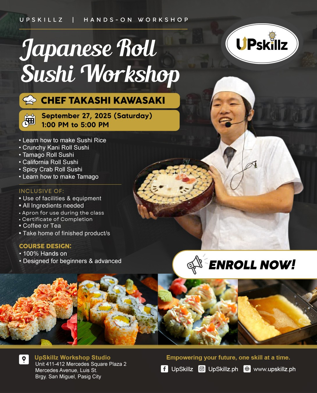 Japanese Roll Sushi Workshop | Pasig Hands-On Class – Upskillz