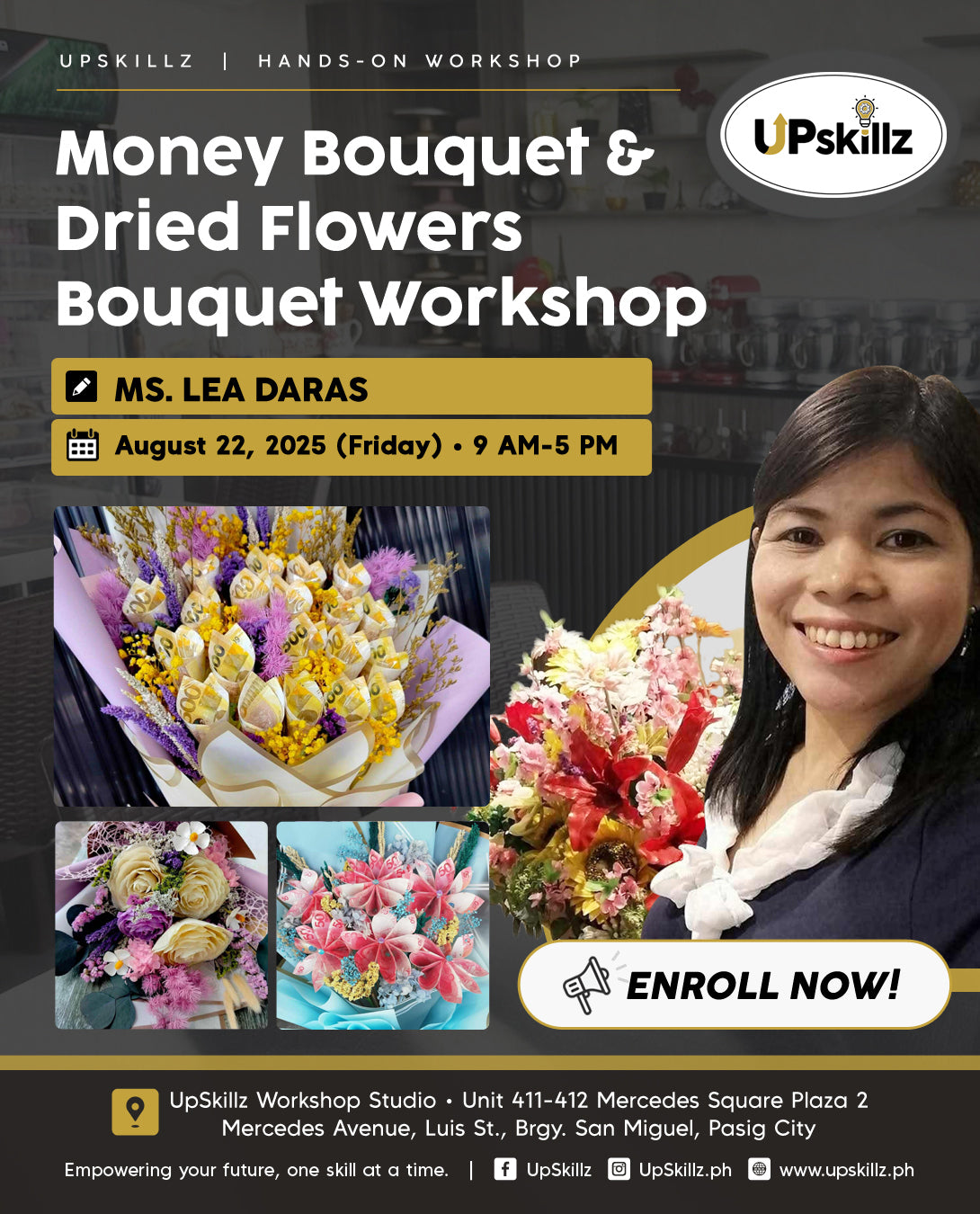 Money Bouquet & Dried Flowers Bouquet Workshop ( Aug. 22 ) – Upskillz