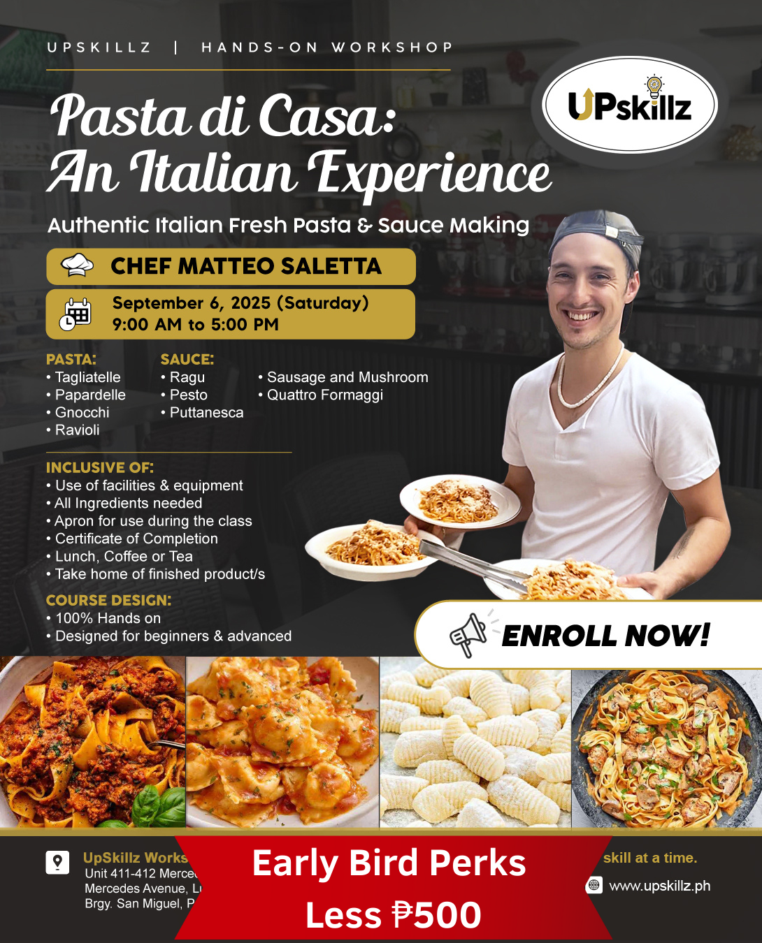 Fresh Pasta Making Workshop ( Sept. 6 ) – Upskillz